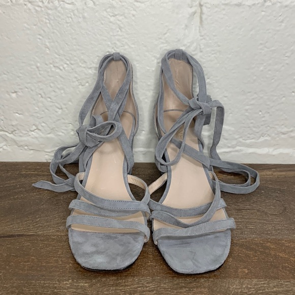 RAYE | Shoes | Nwot Raye Gray Suede Square Toe Wrap Ankle Block Heel ...
